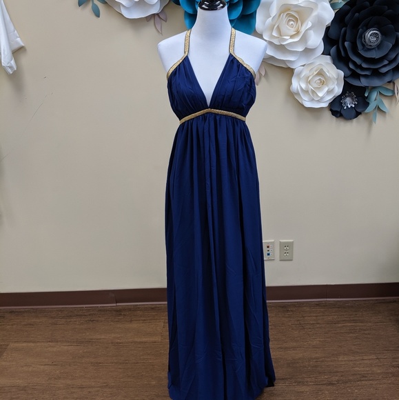 Dresses | Blue Greek Goddess Dress Gown Stretchy | Poshmark
